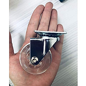 Swivel Caster Wheels for Furniture, 2 Inch Heavy Duty Castor Wheels Set of 4, Crystal Clear Polyurethane Rolling Castors with 360 Degree Plate for Cabinet,Ottoman,Bench (500LBS,Screws Included)