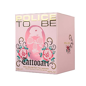POLICE To Be Tattooart For Woman - Fragrance For Women - Floral Fruity Gourmand Scent - Creamy Sandalwood And A Powdery-Sweet Marshmallow Accord - Eye-Catching Skull Bottle - 4.2 Oz EDP Spray