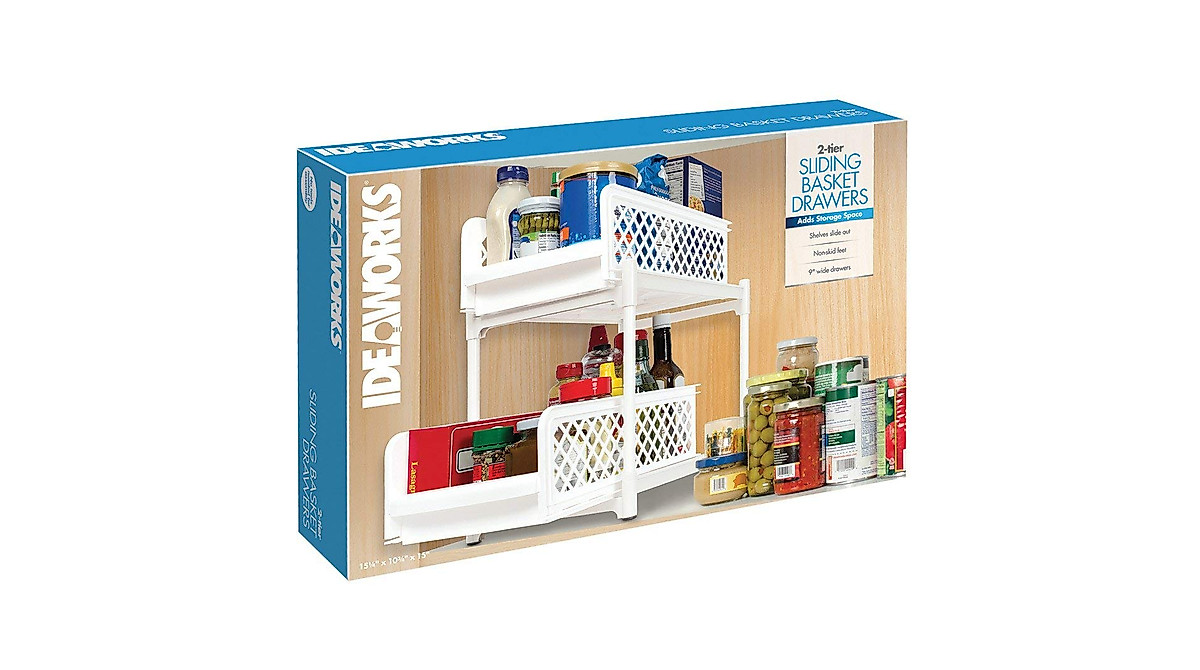 IdeaWorks 17-Inch White Storage Organizer with Slide-Out Shelves