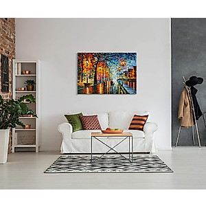 Alenoss Abstract Canvas Paintings 3D Modern Oil Paintings on Canvas 28x40 Inches Contemporary Colorful Landscape Wall Art Romantic Couples Blue Artwork for Home Decorations