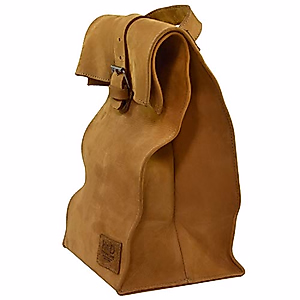 Hide & Drink, Insulated Lunch Bag with Grip Handmade from Full Grain Leather - Old Tobacco