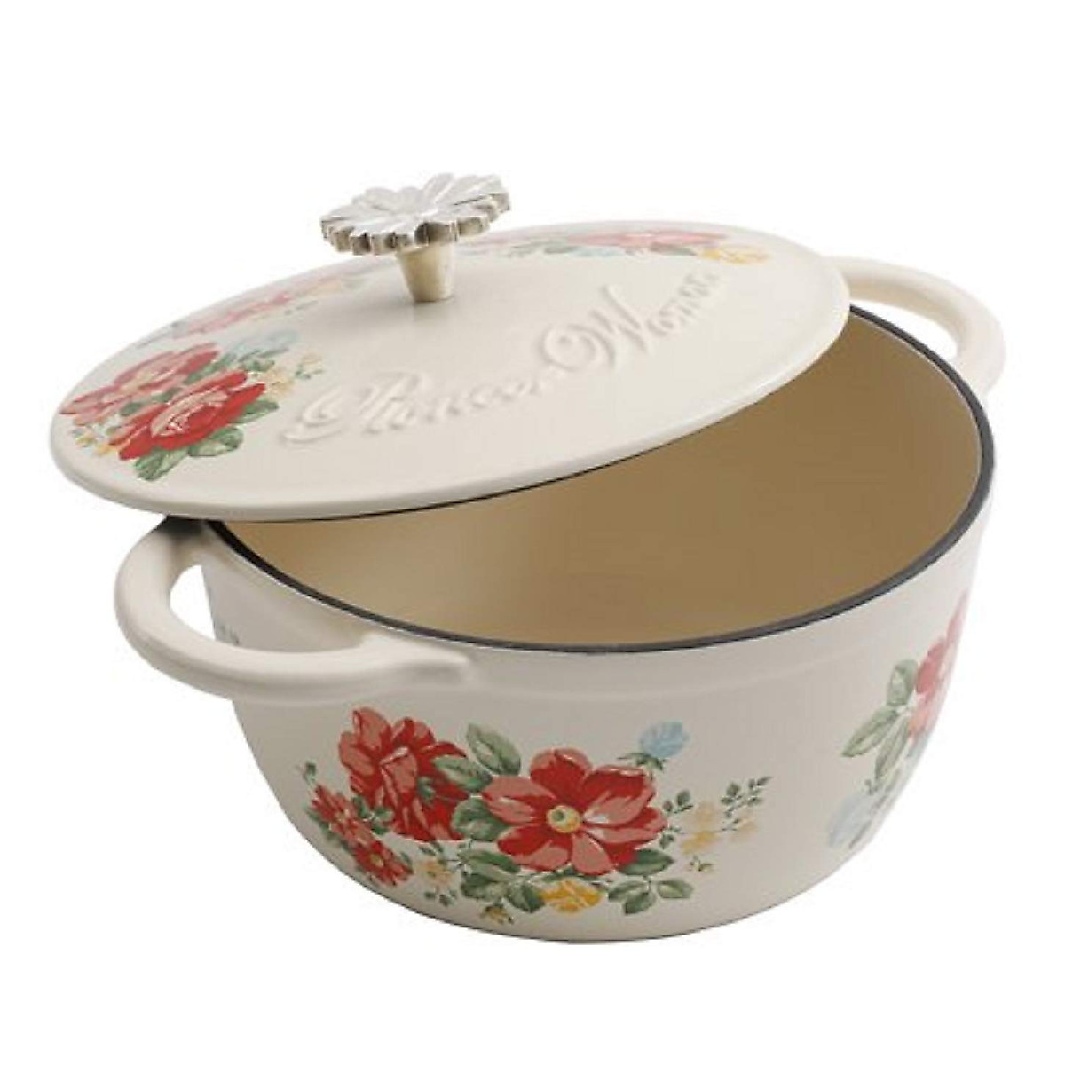 The Pioneer Woman Timeless Beauty Vintage Floral 3-Quart Enameled Cast Iron Casserole w/Lid