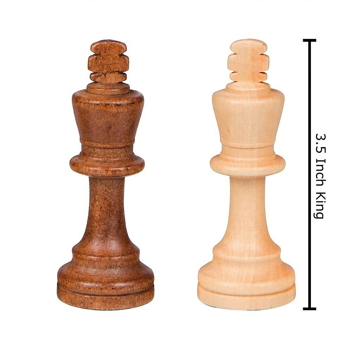 EEkiimy 2 in 1 Wood Chess Pieces + 32 Peceis Checkers only Without Board for Replacement of Missing Pieces 3.5 inch King Chess Pieces Figure (3.5 inches)