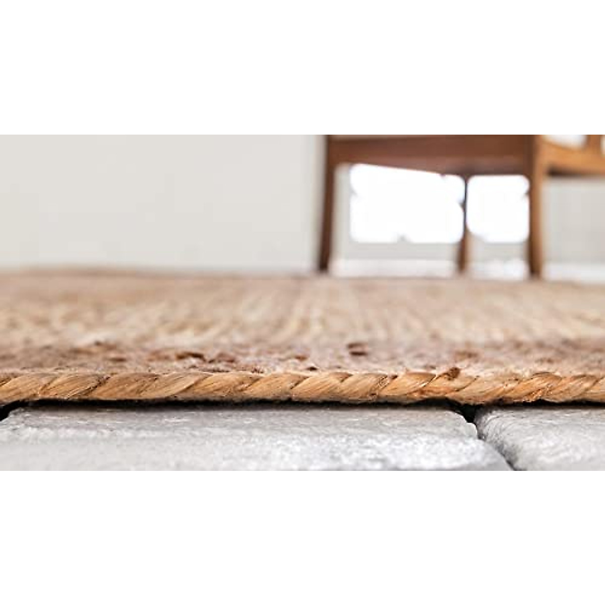 Unique Loom Braided Jute Collection Classic Quality Made Natural Hand Woven Area Rug (0' 9 x 2' 6 Stair Tread, Natural)