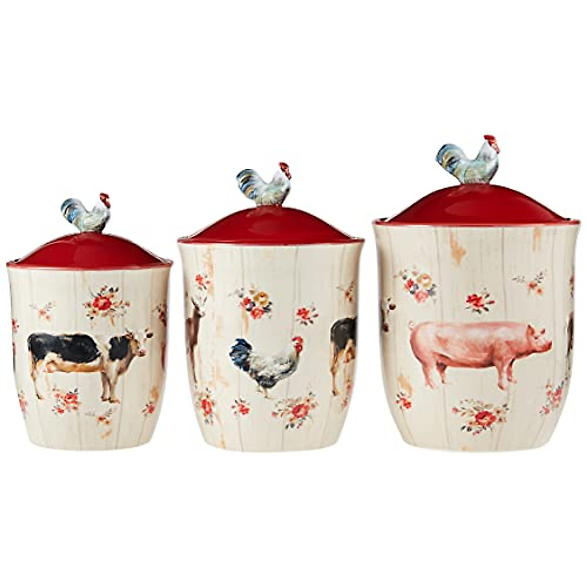 Certified International Farmhouse 3 pc. Canister Set Servware, Serving Acessories, Multicolred