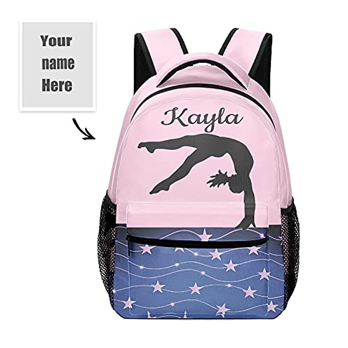 Eiis Gymnastics Stars Pink Blue Students Personalized School Backpack for Kid-Boy /Girl Primary Daypack Travel Bookbag,P22889,One Size