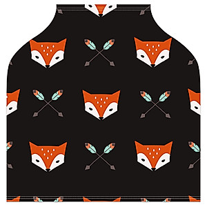 Baby Car Seat Stroller Covers Feather Arrows and Fox Nursing Cover Breastfeeding Scarf Soft Breathable Stretchy Infant Car Canopy Coverage Carseat Cover for Boys and Girls Multi Use