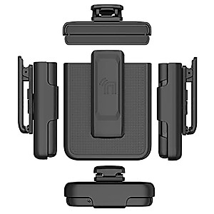 Case with Clip for Galaxy Z Flip 3 5G, Nakedcellphone [Grid Texture] Slim Hard Shell Cover and [Rotating/Ratchet] Belt Hip Holster Holder Combo for Samsung Z Flip3 Phone (SM-F711, 2021) - Black