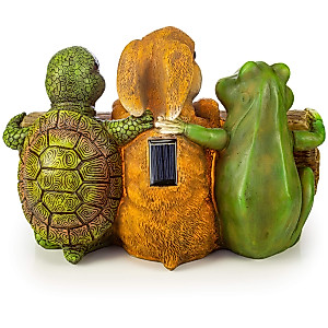 VP Home Flocked Welcome Gnome with Lantern Solar Powered LED Outdoor Decor Garden Light Welcome gnome Statues Outdoor gnome Decor Funny Figurine Decor for Outside Patio, Yard, Lawn