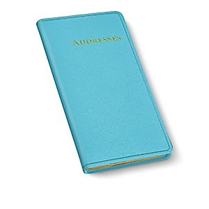 Gallery Leather Small Address Book with Alphabetical Tabs up to 403 Records, Leather Notebook Hardcover, Telephone and Address Books - 6 x 3.25 ", Key West Turquoise