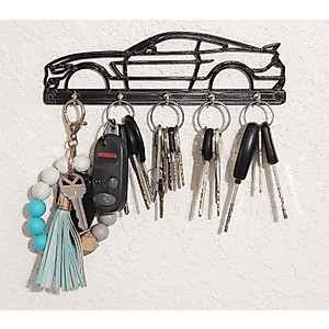 Generic Key Holder Hanger Rack Compatible with 2017 Ford Mustang GT350 S550 6th Gen Sixth Generation Keys and Keychains Accessory Silhouette Wall Art, Black
