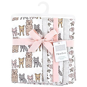 Hudson Baby Unisex Baby Cotton Flannel Burp Cloths 7-Pack, Wild Forest Pink, One Size