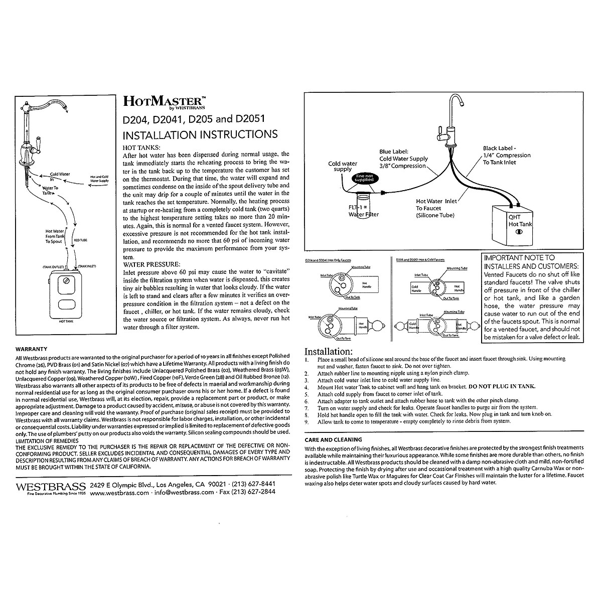 Westbrass D204HFP-26 Victorian 9" 1-Handle Hot Water Dispenser Faucet with Instant Heating Tank System, Polished Chrome