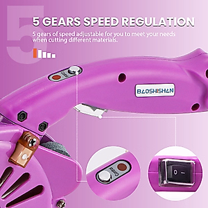 BAOSHISHAN Electric Fabric Rotary Cutter Heavy Duty Speed Adjustable Fabric Scissors Round Blade Cutting Machine for Multilayer Fabric Leather Cloth Carpet (100mm Plug-in Purple)