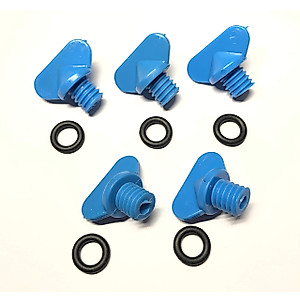5 PCS Blue Plastic Exhaust Manifold Water Drain Plug Screw Kit for Mercruiser