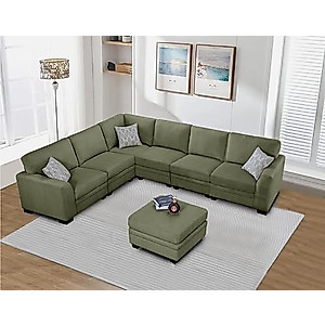 Legend Vansen 7PCS Corduroy Flexible Combination Sofa Sectional, Olive