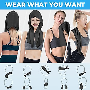 U-pick Cooling Towels Hoodie Towel for Neck and Face, UV Sun Protection Breathable Soft Instant Cool, Quick Dry Sweat Towel for Gym, Golf, Running, Beach, Camping & More (25"x12")
