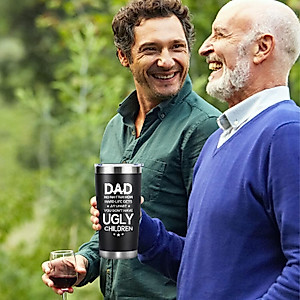 Best Dad Gifts from Kids, Son, Daughter, Funny Christmas Gifts for Dad, Cool Birthday Gifts Dad, Fathers day, Unique Thanksgiving Day Gifts, Dad Travel Coffee Mug Wine Tumbler with Lids and Straw 20oz