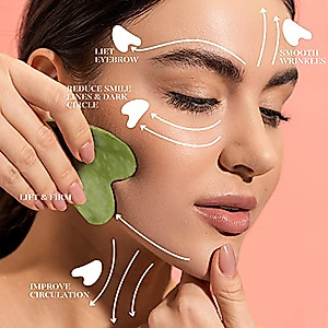 BAIMEI Jade Roller & Gua Sha, Face Roller, Facial Beauty Roller Skin Care Tools, Self Care Gift for Men Women, Massager for Face, Eyes, Neck, Relieve Fine Lines and Wrinkles - Green