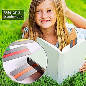 12 Pieces Guided Reading Highlight Strips with 2 Sizes Colored Overlay Highlight Bookmarks for Children and Teacher Supply Guided（6 Standard Size and 6 Large Size）