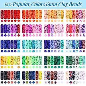 Wuollgess 20,000PCS Clay Beads for Bracelet Making Kit, 120 Colors 6 Boxes Polymer Heishi Beads, Friendship Bracelet Kit for DIY Crafts, Earrings Necklace Jewelry Making Kit for Adults