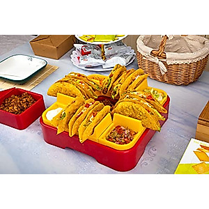 OOFAYBILL Taco Holder Tuesday , Taco Bar Serving Set for a Party,Taco Holders Set of 12 Tortilla , Taco Plates With Dividers, Taco Night