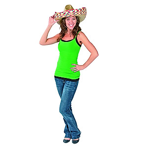 Fun Express 12 Pieces Sombreros Straw Hats with Drawstring for Adults - 24 Inch Brim - Authentic Mexican Style Brown