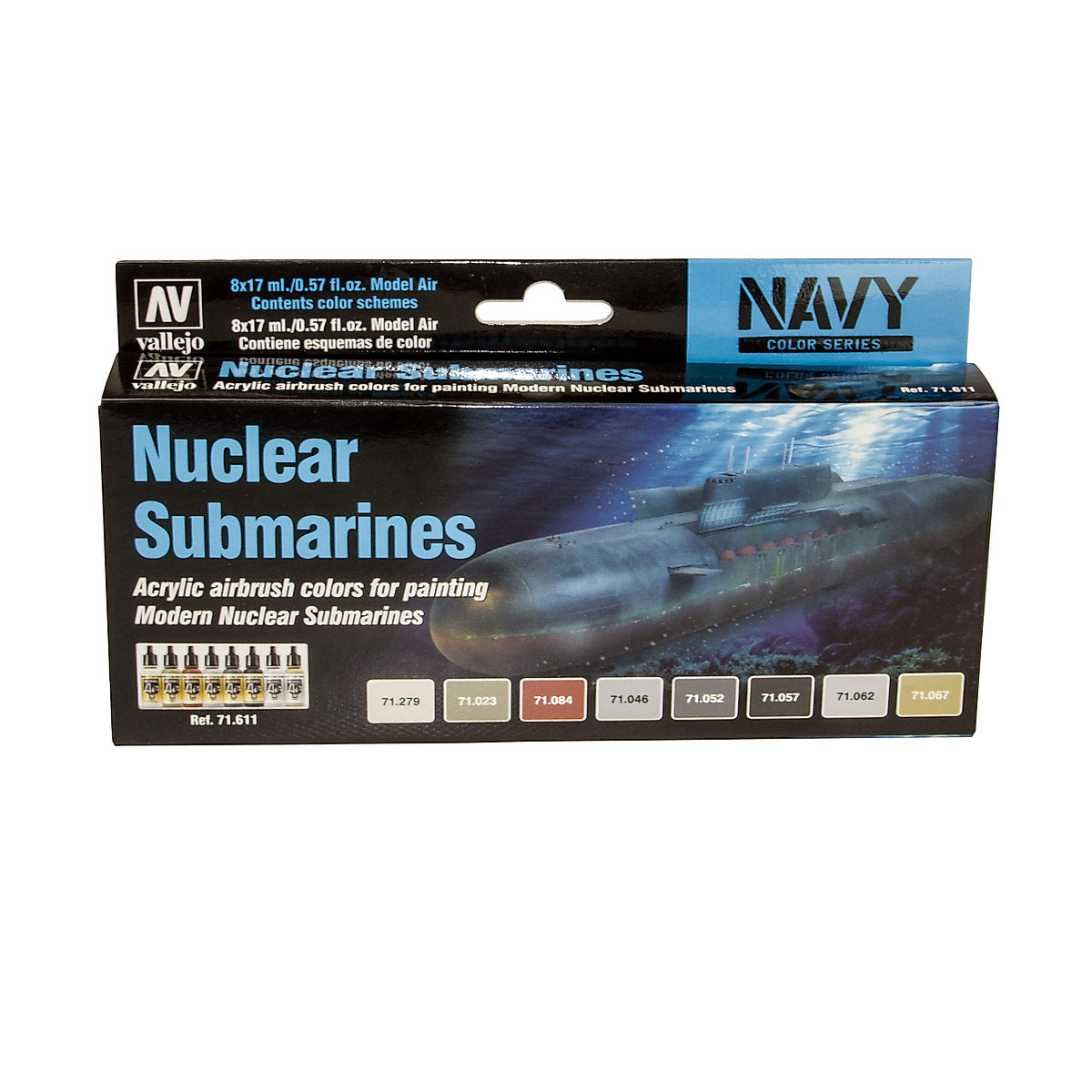 Vallejo Acrylicos Nuclear Submarine Paint Set, 0.5 Liters, Black