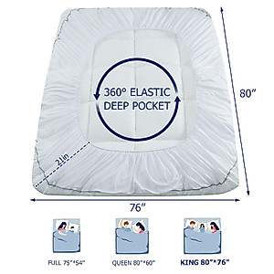 Marine Moon King Mattress Topper, Cooling Pillow Top, Hotel Quality Down Alternative Pillow Topper Cover, Plush Thick Bed Toppers for Back Pain with Deep Pocket