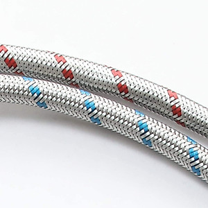 Homevacious 32-Inch Length Faucet Connector, Braided Stainless Steel - 3/8" Female Compression Thread x 1/2" I.P. Female Straight Thread, x 2 Pcs (1 Pair)