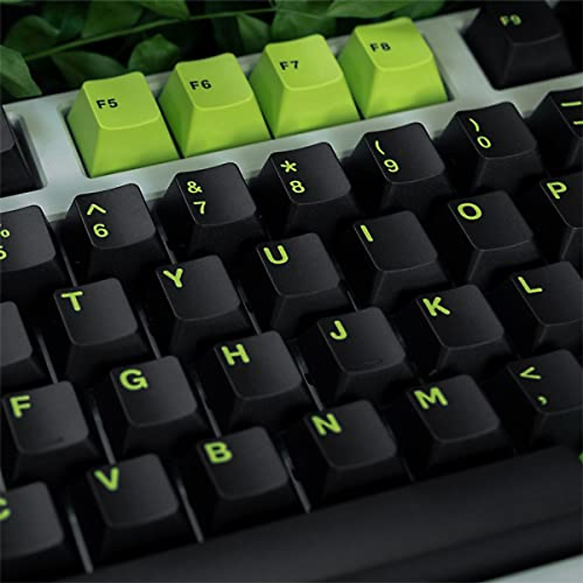 mintcaps Doubleshot Keycaps Green Black Keycaps 121 Keys Cherry Profile Custom Keycaps Set for Cherry MX Gateron Switches Mechanical Keyboards