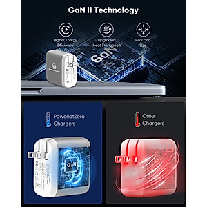 USB C Wall Charger Fast Charging - PowerlotZero 68W 2 Port GaN PD Power Adapter Plug 60W & 18W Dual USBC Foldable Laptop Charger Compatible with MacBook Pro Dell iPhone 14 13 Pro Max Plus iPad Pro