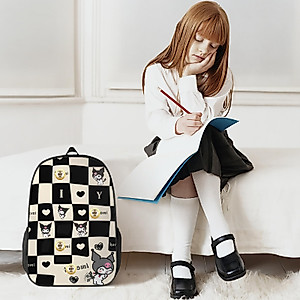 Ksspovkr Cartoon School Backpack Set with Lunch Box Student Lightweight Duffel Bags Travel Packages Gifts for kids Girls,black