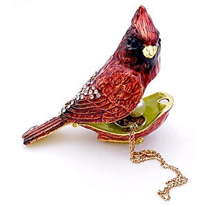 JWT Astyle Red Cardinal Bird Gifts Jewelry Trinket Boxes Hinged .Decorative Keepsake Ring Box Holder.Necklace Rings Earrings Organizer.Collectible Bird Figurines Home Decor Gifts for Women.
