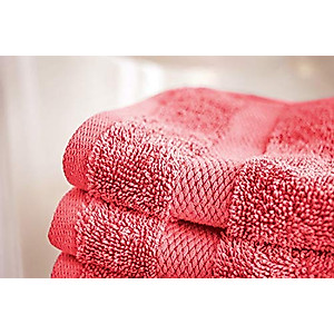 Cotton & Calm Exquisitely Fluffy 100% Cotton Wash Cloths Set - Luxurious 12 Pack Coral Washcloths - 13x13 inches Face Towel - Super Soft, Thick & Absorbent for Face, Hand, Gym & Spa