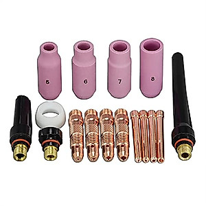 RIVERWELD 22pcs TIG Collet Bodies 10N30 10N31 10N32 10N28 406488 Collets TIG Back Caps 57Y02 57Y03 57Y04 Alumina 10N46 10N47 10N48 10N49 Cup Gasket 18CG Kit Fit WP 17 18 26 TIG Welding Torch