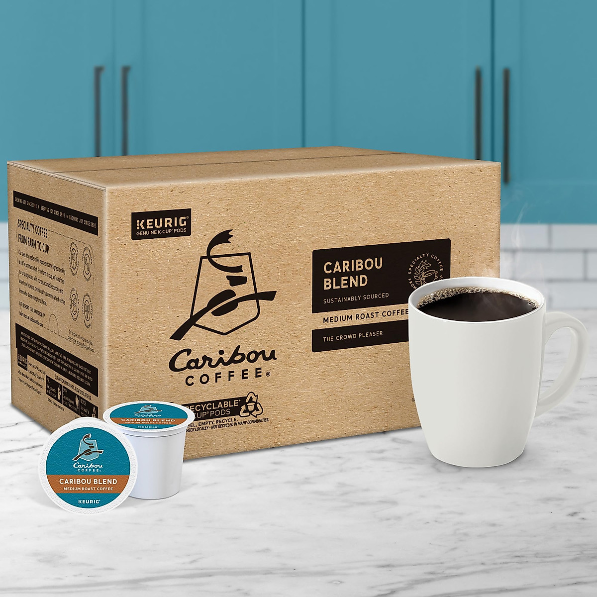 Caribou Coffee Caribou Blend, Single-Serve Keurig K-Cup Pods, Medium Roast Coffee, 24 Count (Pack of 4)