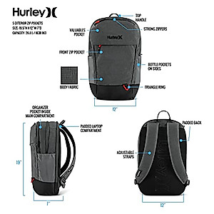 Hurley Mens Classic Backpack, Black, One Size