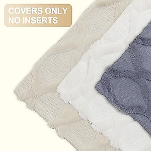 decorUhome Decorative Throw Pillow Covers 18x18 Set of 2, Soft Plush Faux Fur Wool Pillow Covers for Couch Bed Sofa Living Room, Cream White