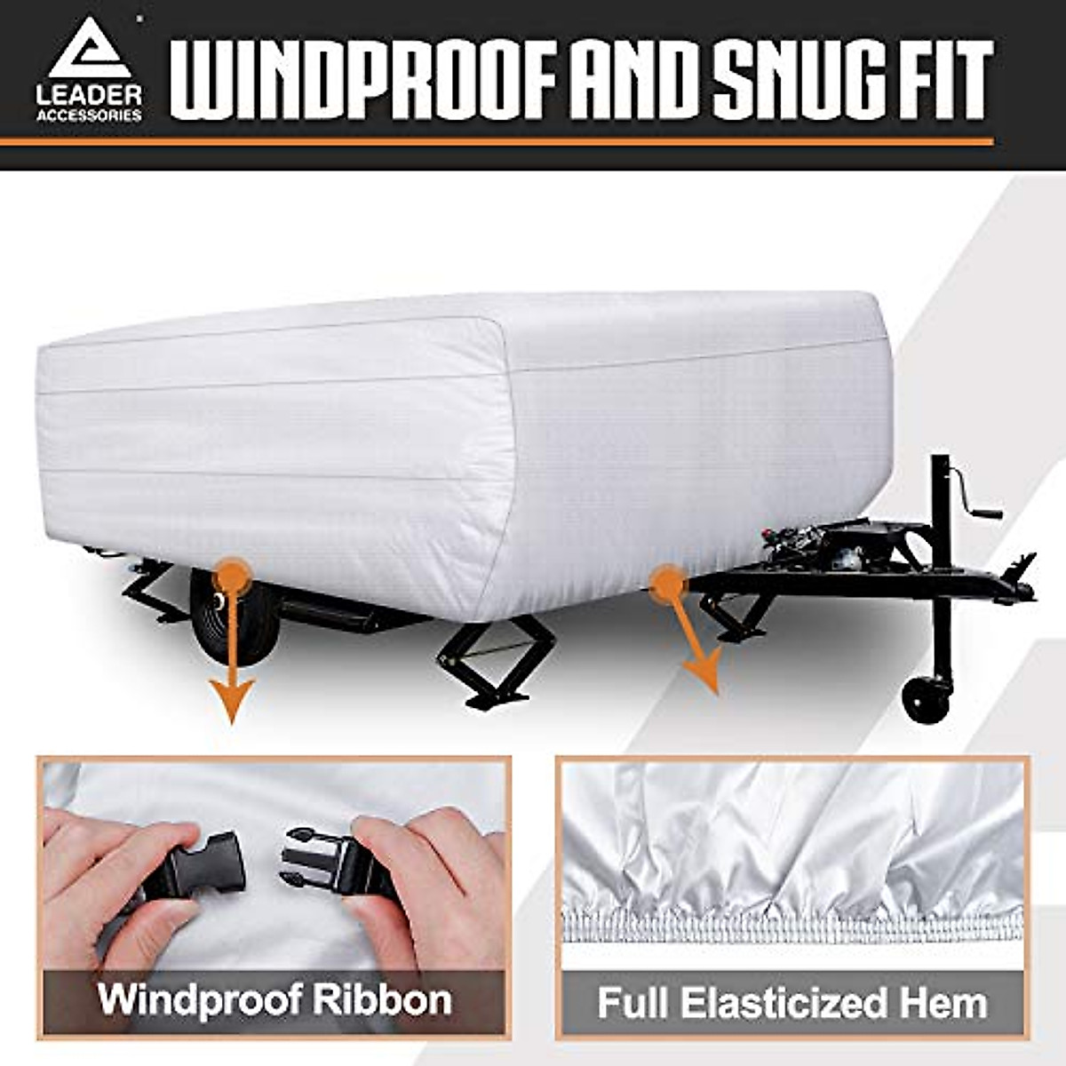 Leader Accessories Pop up Folding Camper Cover 150D Diamond Fabric Fits RV Trailer (10'-12')