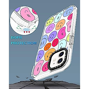 GULTMEE for iPhone 12 case & iPhone 12 Pro Case 6.1inch with 1 Screen Protector,Cute Rainbow Face Print Slim Design with Shockproof PC Bumper Protective Cover Clear Case for Women Girls Man
