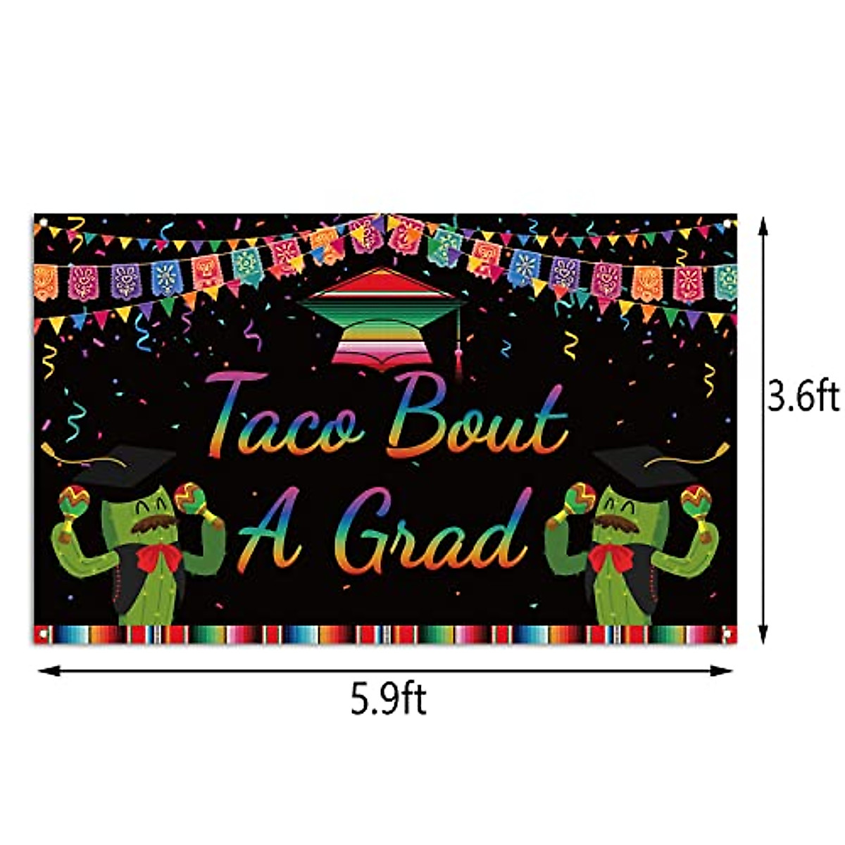 Taco Bout A Grad Backdrop Banner Mexican Graduation Class of 2023 Cactus Cap Party Photography Background Wall Decoration