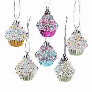 Kurt Adler 2" Cupcake Ornament Set of 6