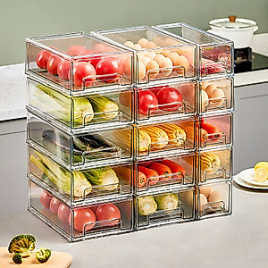 Eanpet 4Pack Fridge Drawer Organizers and Storage Clear Pull Out Drawers for Vegetable Fruit Container for Refrigerator organizer Bins with Handle Stackable Produce Saver Pantry Organization