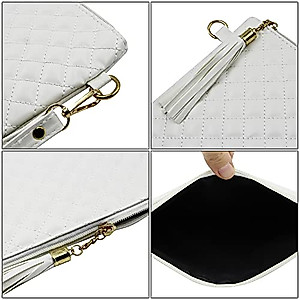 Amamcy Women Quilted Wristlet Clutch with Tassel Envelope Bag Lightweight Clutch Handbag Faux Leather Wallet for Ladies