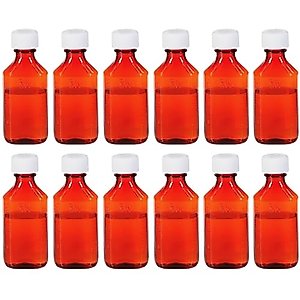 Sandhill Tools Graduated Amber Oval Medicine Bottles with Child Resistant Caps 4 Oz Travel Size Containers for liquids and Lotions (Pack of 12)