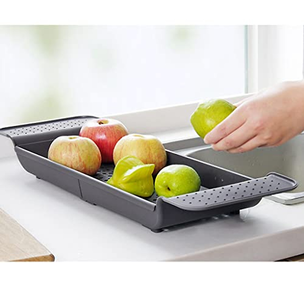 WINGSIGHT Bathtub Tray Expandable Bath Caddy Storage Rack Multifunctional Bathtub Tub Organizer for Deposit Wash Supplies,Book,Wine,Phone,Bathroom,Shower (Gray)