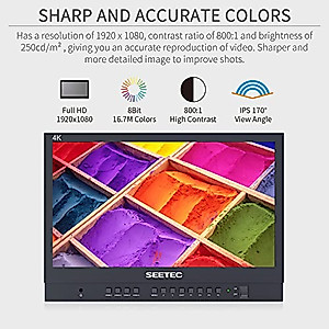 SEETEC ATEM156-CO 15.6 Inch Live Streaming Carry-on Broadcast Director Monitor with 4 HDMI Input Output Quad Split Display for ATEM Mini Video Switcher Mixer Pro Studio Television Production