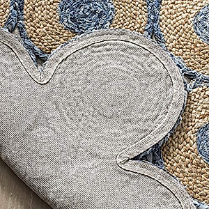 SAFAVIEH Cape Cod Collection 5' x 8' Blue / Natural CAP306M Handmade Boho Braided Jute & Denim Area Rug