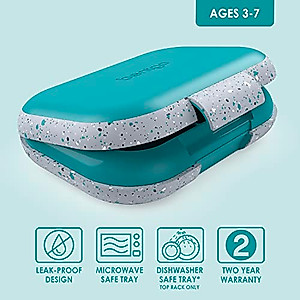 Bentgo® Kids Chill Lunch Box - Confetti Designed Leak-Proof Bento Box & Removable Ice Pack - 4 Compartments, Microwave & Dishwasher Safe, Patented, 2-Year Warranty (Confetti Edition - Truly Teal)